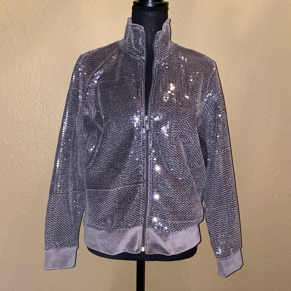 Jackets & Coats | New Gray Velour And Sequins Jacket | Poshmark
